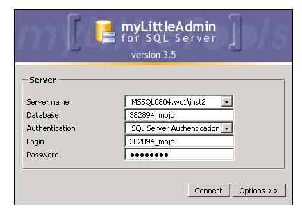MyLittleAdmin Database Management Interface – Digital Canvas